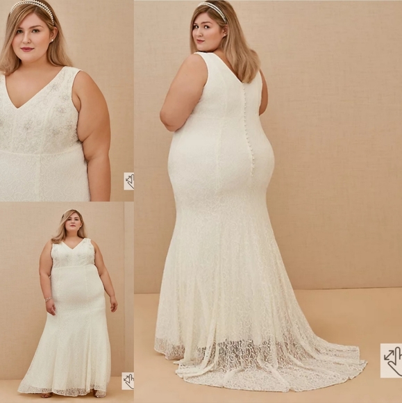 torrid | Dresses | Torrid Ivory Lace Beaded Sleeveless Mermaid Wedding ...